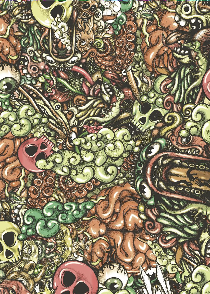 'Doodles' Poster, picture, metal print, paint by Fake Face | Displate