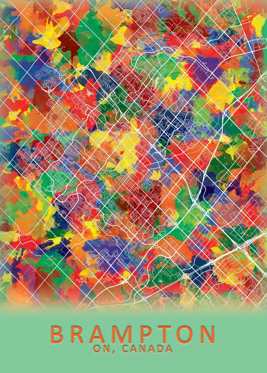 'Brampton Canada City Map' Poster, picture, metal print, paint by City ...