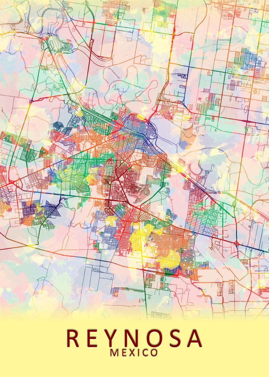 'Reynosa Mexico City Map' Poster, picture, metal print, paint by City ...