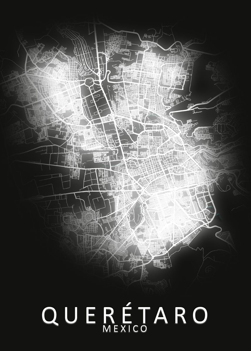 'Queretaro Mexico City Map' Poster, picture, metal print, paint by City ...