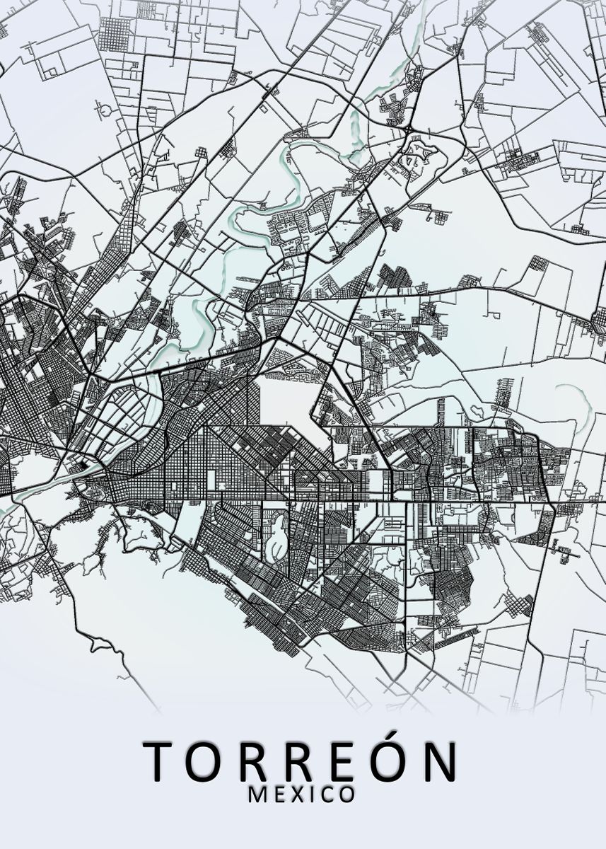 'Torreon Mexico City Map' Poster, picture, metal print, paint by City ...