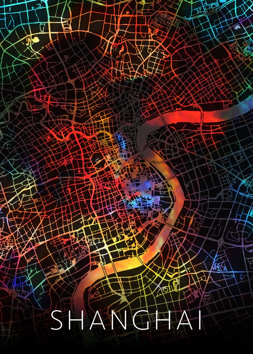 'Shanghai China Watercolor' Poster by Design Turnpike | Displate