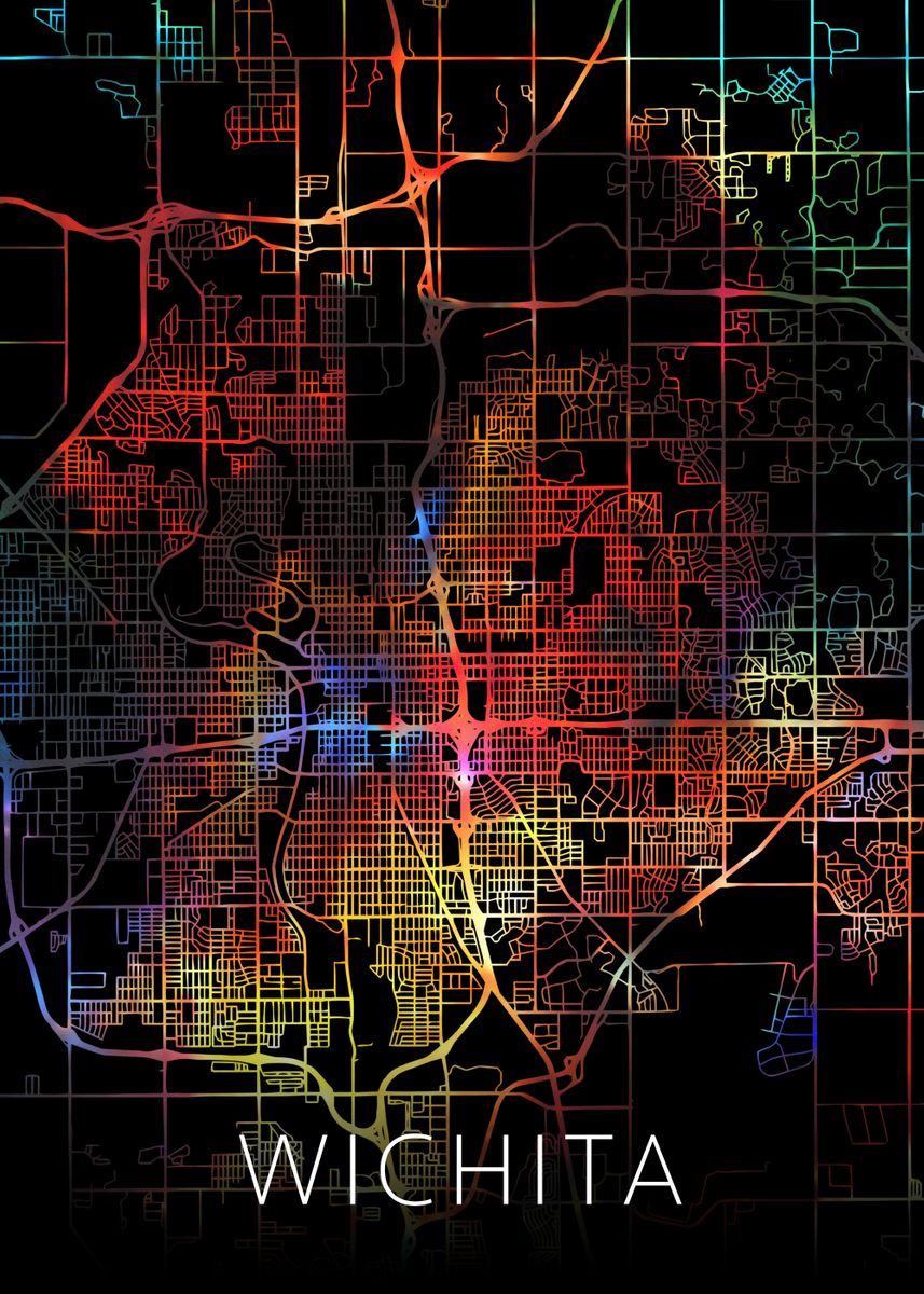 'Wichita Kansas Watercolor' Poster, picture, metal print, paint by ...