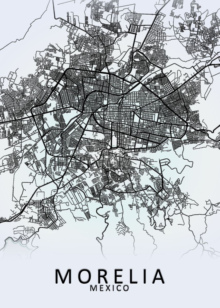 'Morelia Mexico City Map' Poster by City Map Art Prints | Displate