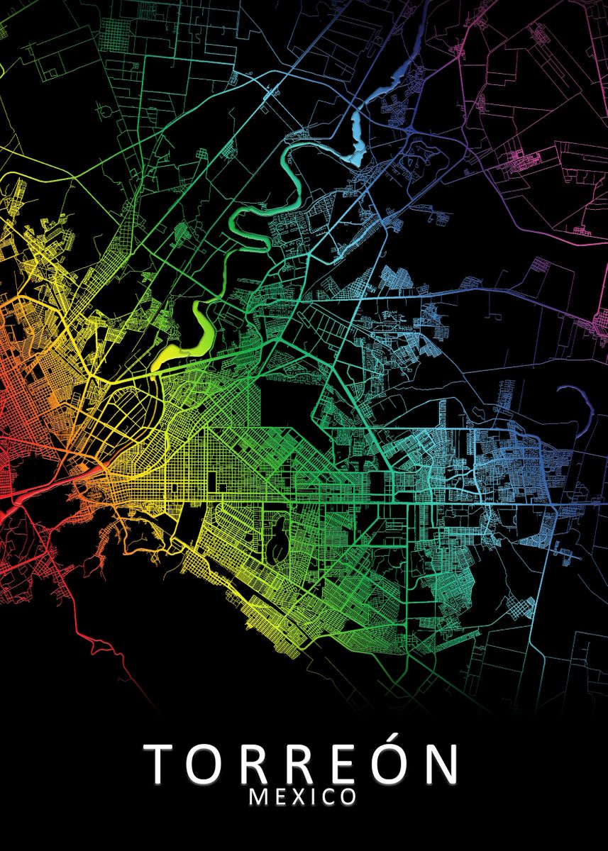 'Torreon Mexico City Map' Poster, picture, metal print, paint by City ...