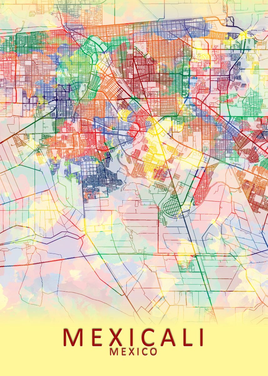 'Mexicali Mexico City Map' Poster by City Map Art Prints | Displate