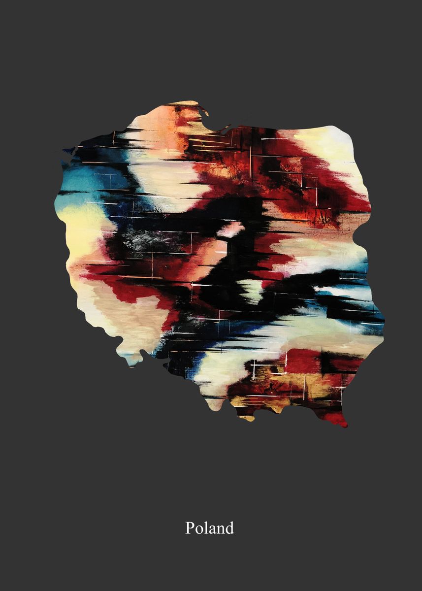 'Poland Map Colourful' Poster, picture, metal print, paint by Rania ...