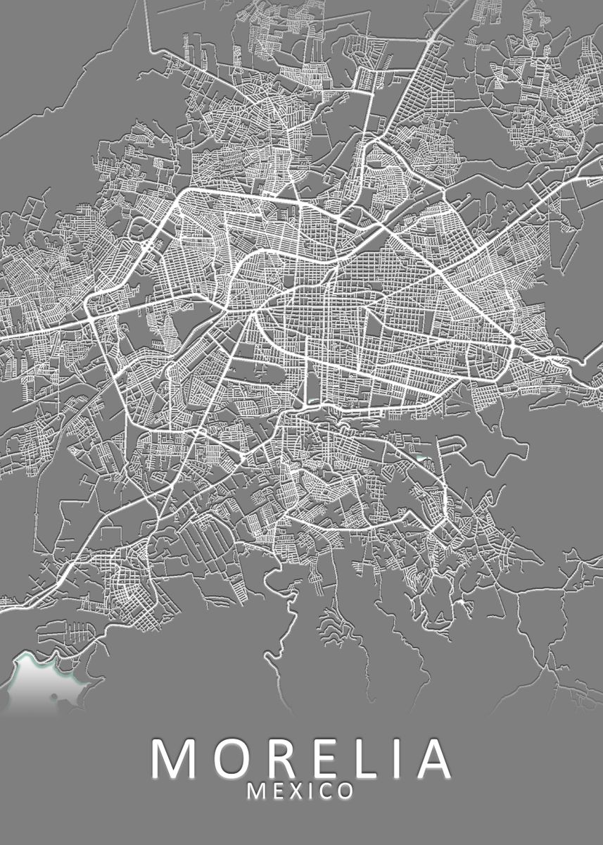 'Morelia Mexico City Map' Poster by City Map Art Prints | Displate