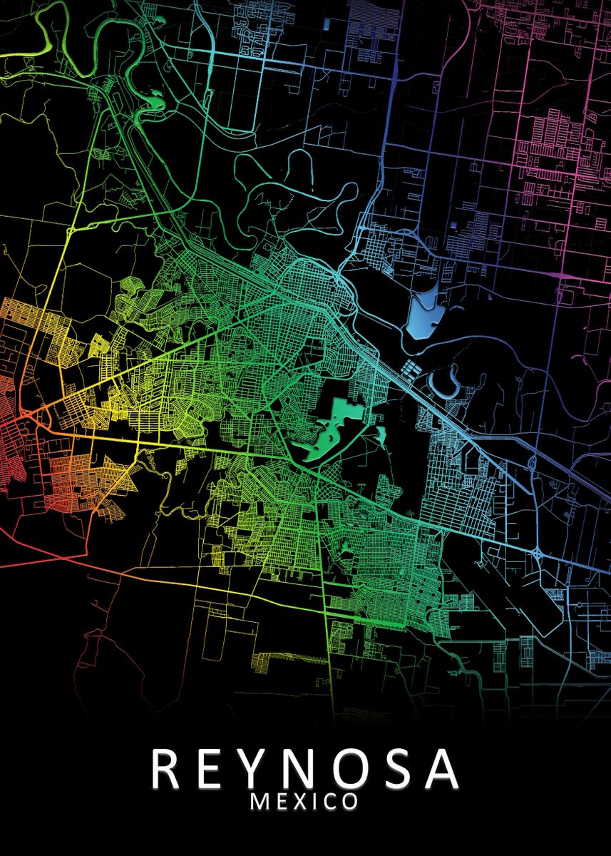 'Reynosa Mexico City Map' Poster, picture, metal print, paint by City ...