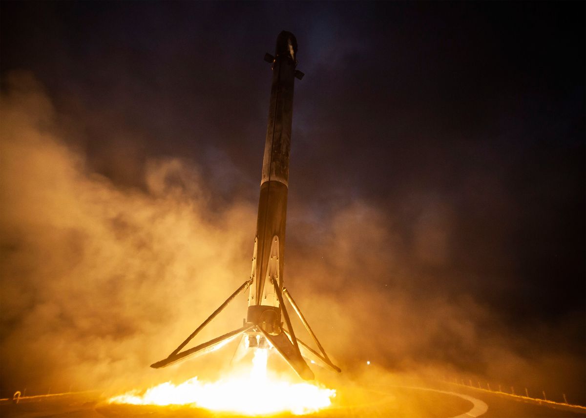 'SpaceX Booster Landing' Poster by Conceptual Photography | Displate