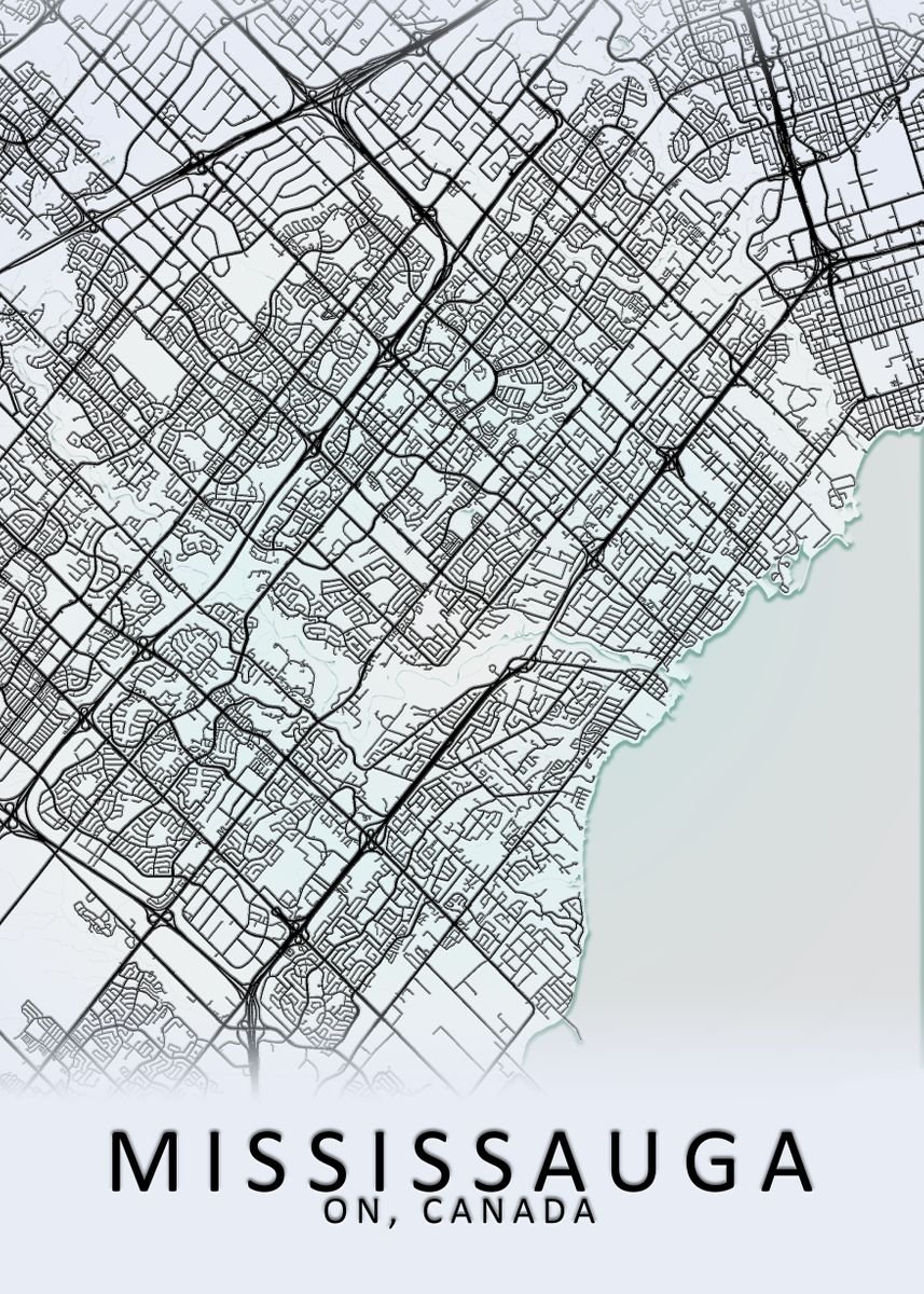 'Mississauga Canada Map' Poster, picture, metal print, paint by City ...