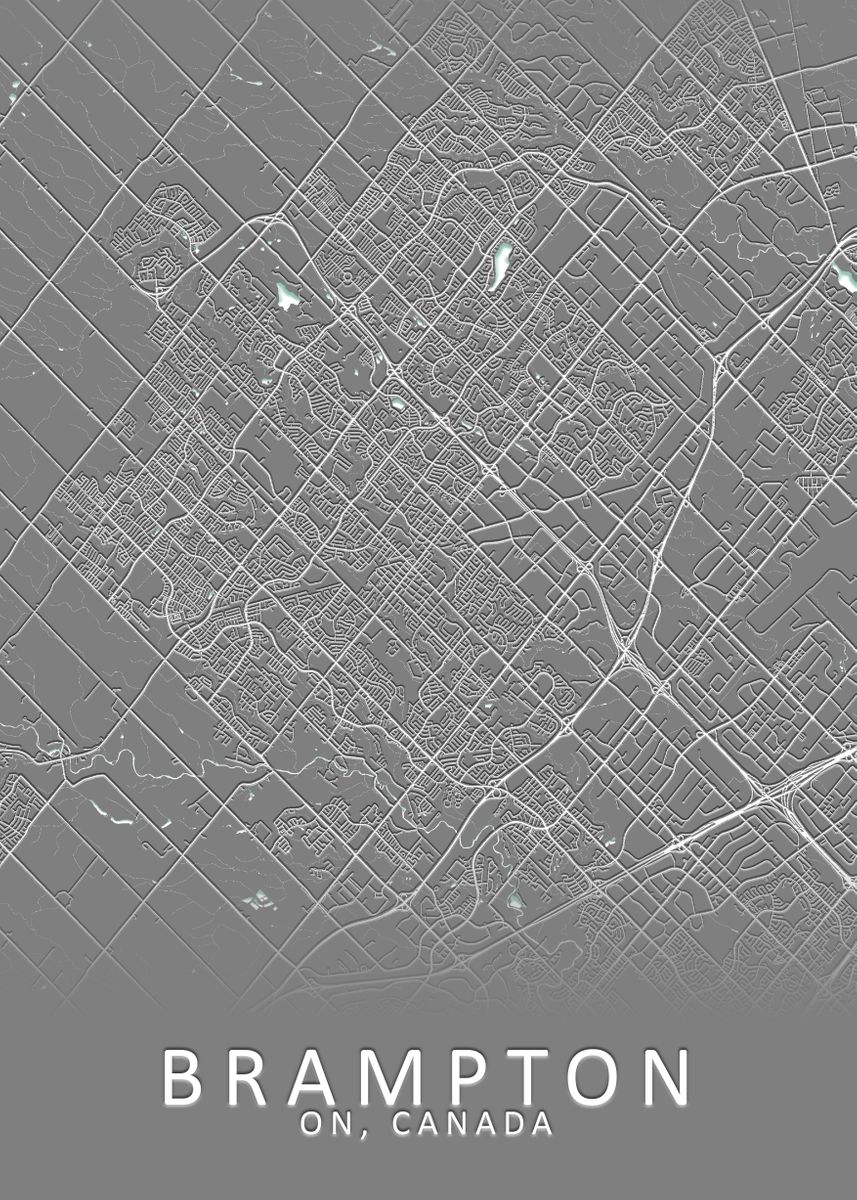 'Brampton Canada City Map' Poster, picture, metal print, paint by City ...