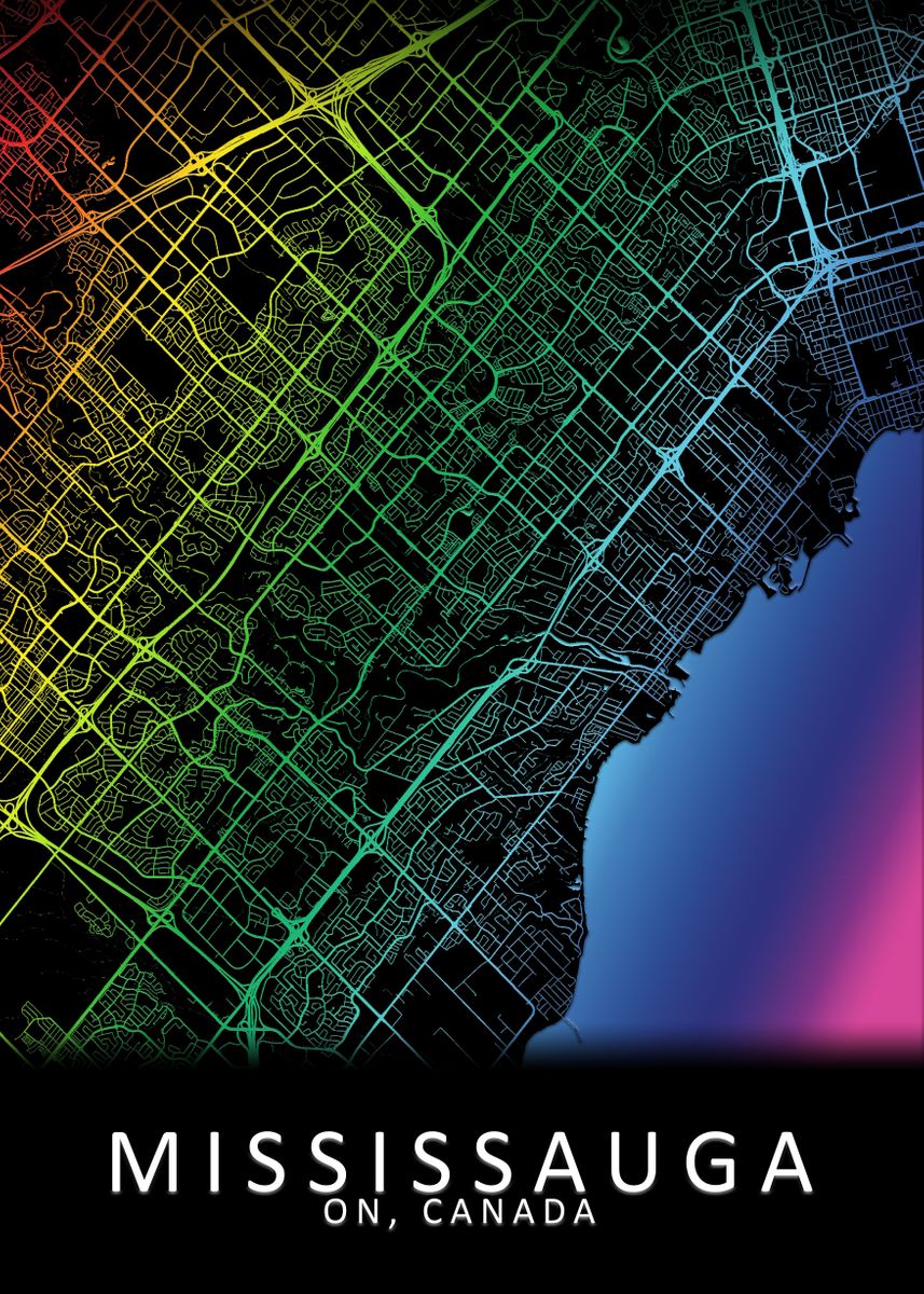 'Mississauga Canada Map' Poster, picture, metal print, paint by City ...