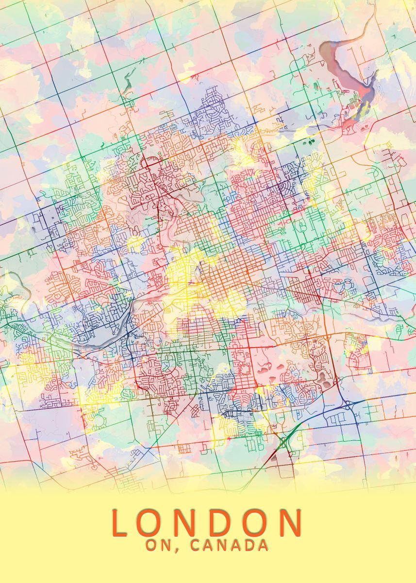 'London ON Canada City Map' Poster by City Map Art Prints | Displate