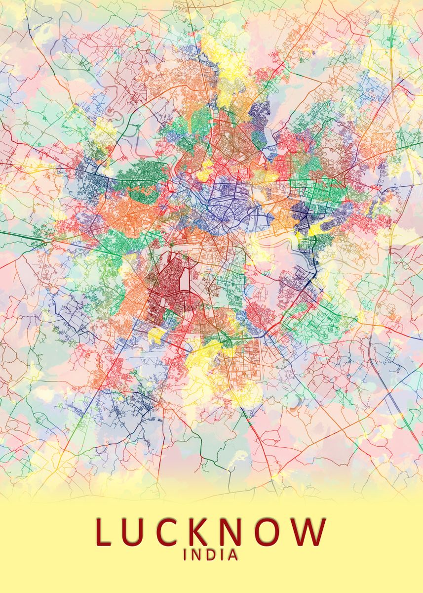 'Lucknow India City Map' Poster, picture, metal print, paint by City ...