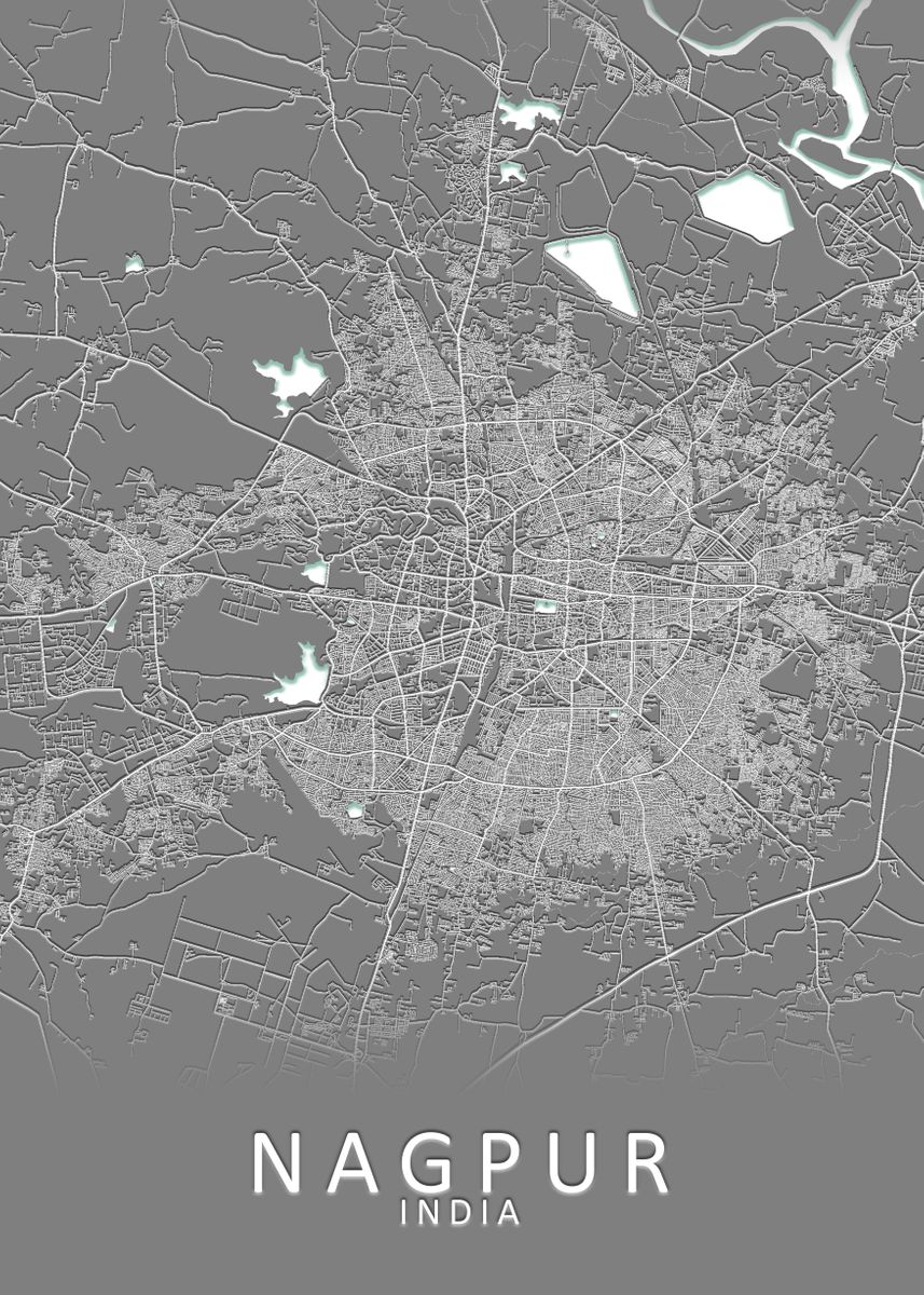 'Nagpur India City Map' Poster by City Map Art Prints | Displate