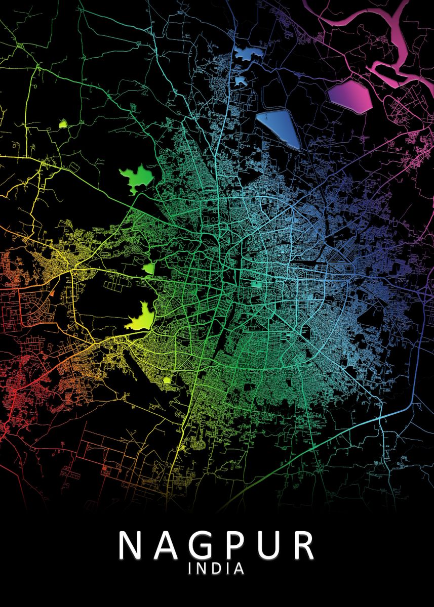 'Nagpur India City Map' Poster, picture, metal print, paint by City Map ...