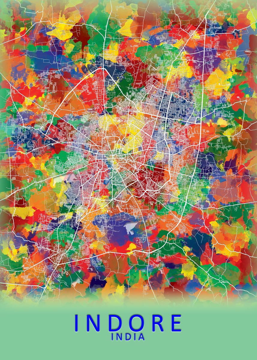 'Indore India City Map' Poster, picture, metal print, paint by City Map ...