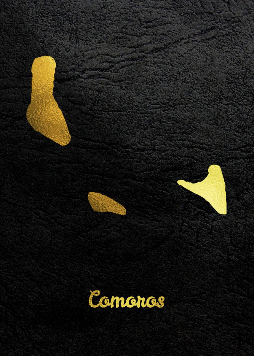 'Golden Map Art Comoros' Poster by Waleed Bin Khalid | Displate