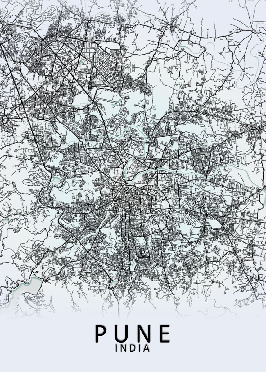 'Pune India City Map' Poster by City Map Art Prints | Displate