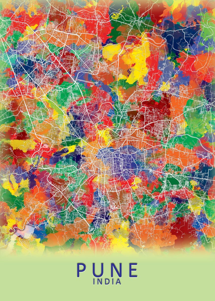 'Pune India City Map' Poster by City Map Art Prints | Displate