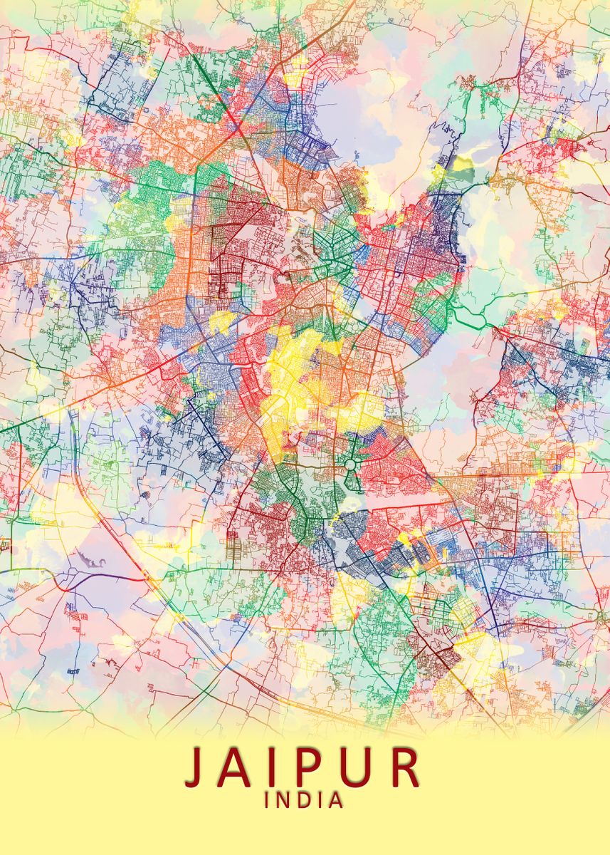 'Jaipur India City Map' Poster, picture, metal print, paint by City Map ...