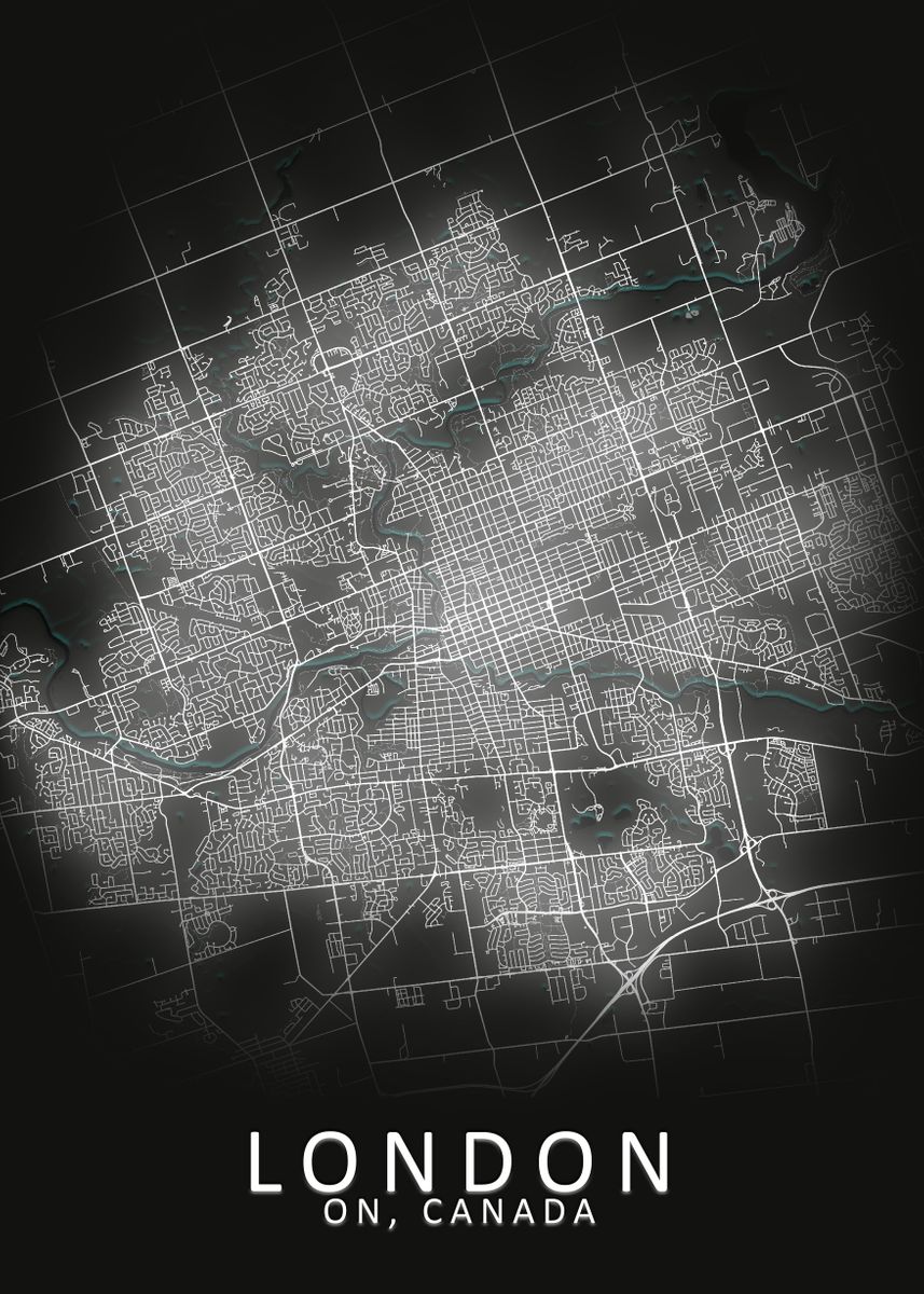 'London ON Canada City Map' Poster, picture, metal print, paint by City ...