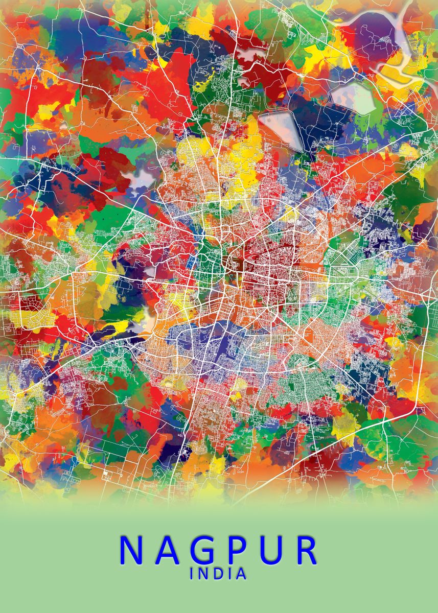 'Nagpur India City Map' Poster by City Map Art Prints | Displate