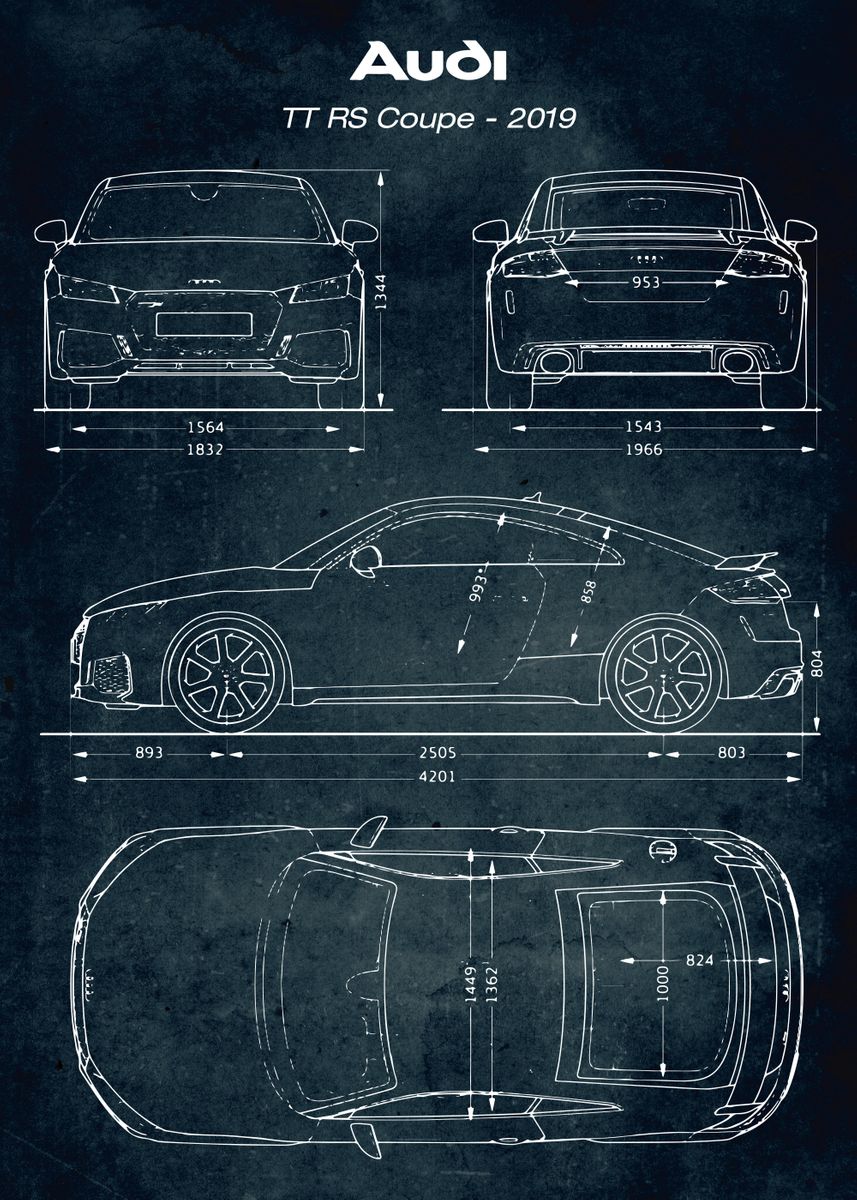 'No014 Audi TT RS 2019' Poster, picture, metal print, paint by Xavier ...