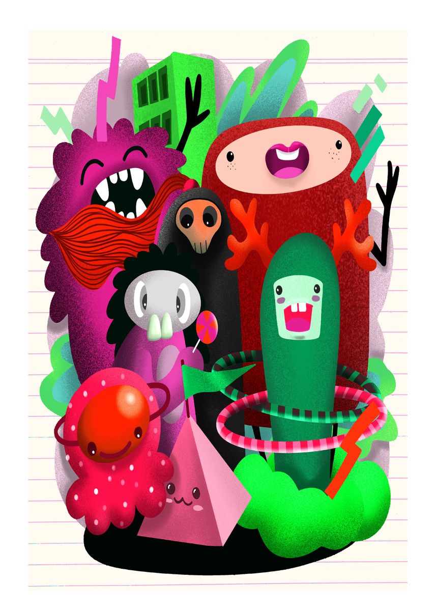 'Cute Monsters group Set ' Poster, picture, metal print, paint by ...