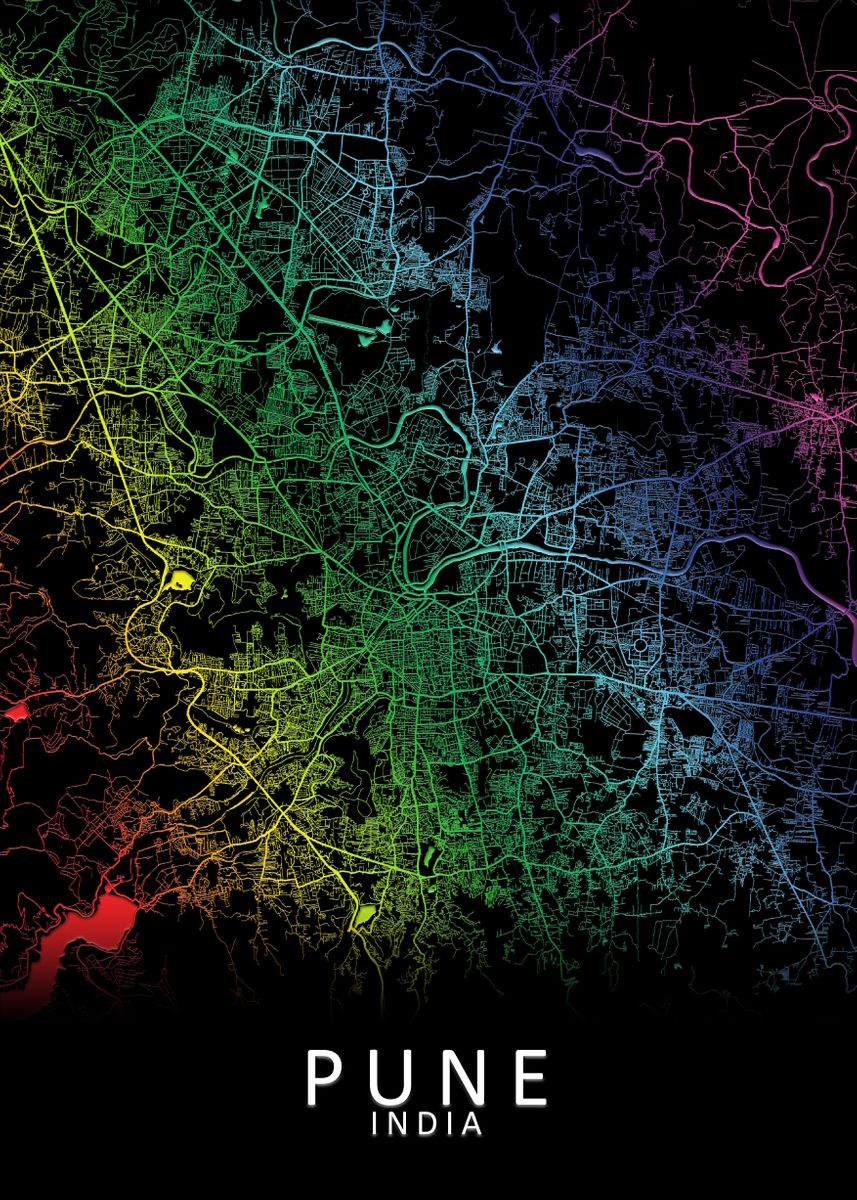 'Pune India City Map' Poster, picture, metal print, paint by City Map ...