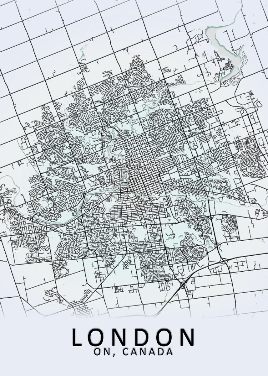 'London ON Canada City Map' Poster, picture, metal print, paint by City ...