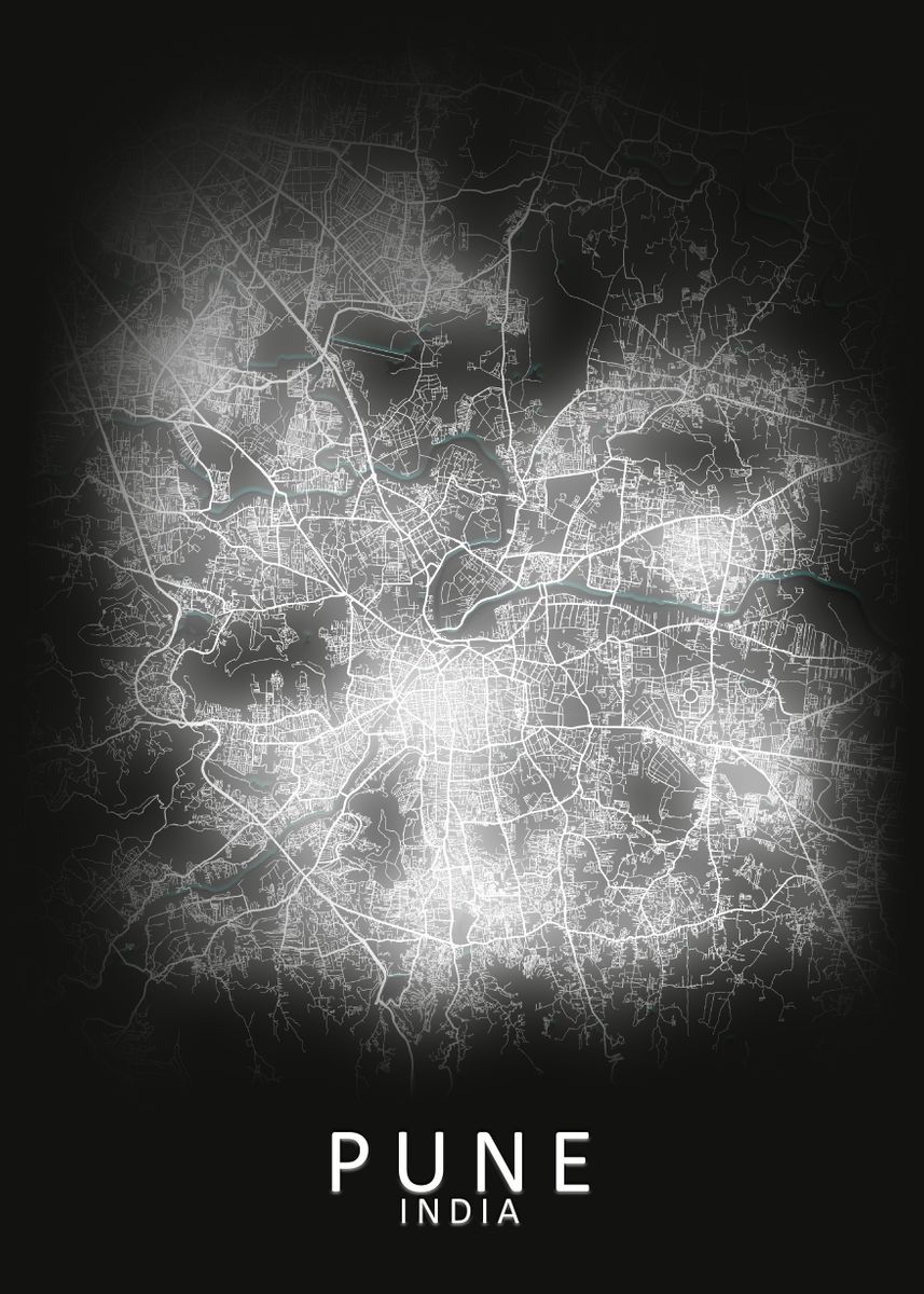 'Pune India City Map' Poster by City Map Art Prints | Displate