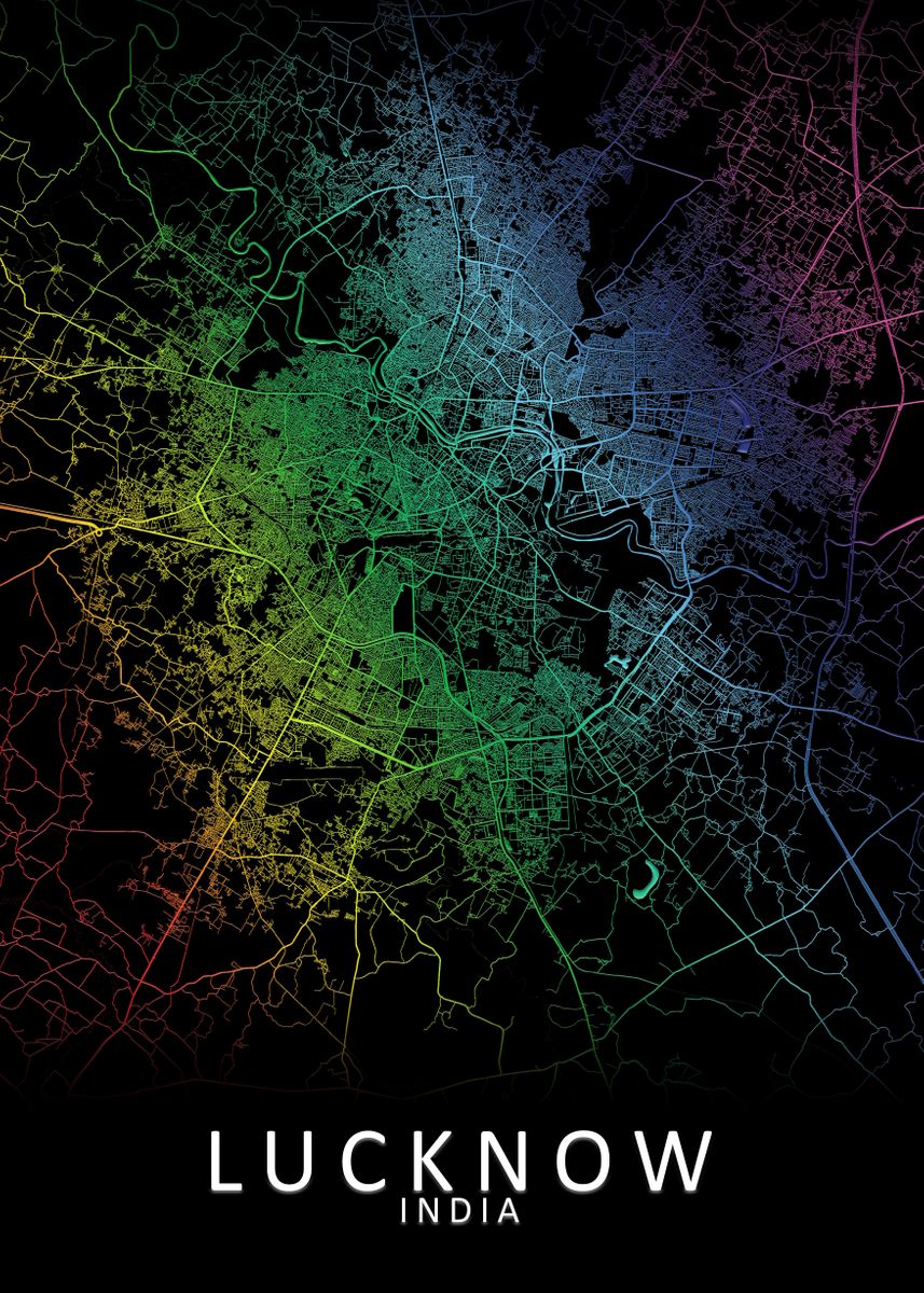 'Lucknow India City Map' Poster, picture, metal print, paint by City ...