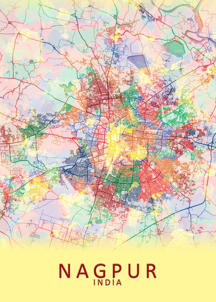 'Nagpur India City Map' Poster by City Map Art Prints | Displate