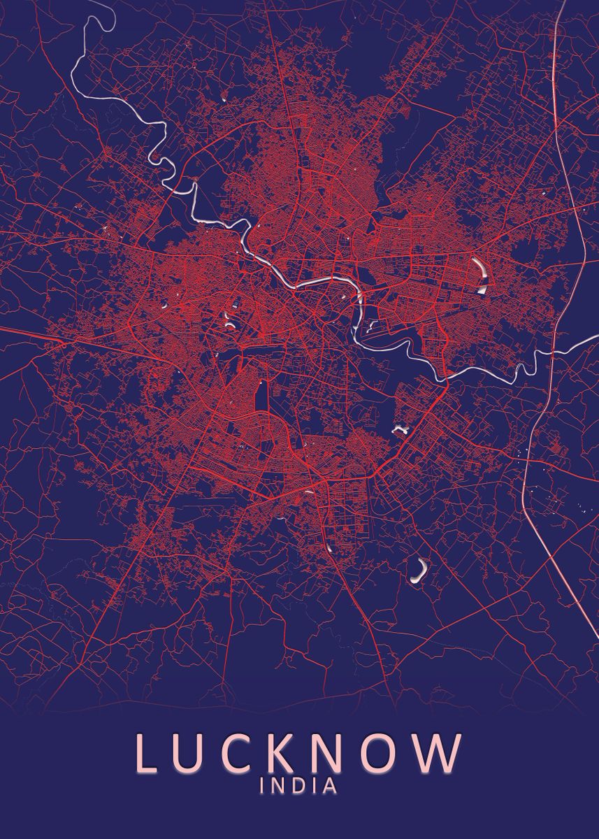 'Lucknow India City Map' Poster by City Map Art Prints | Displate