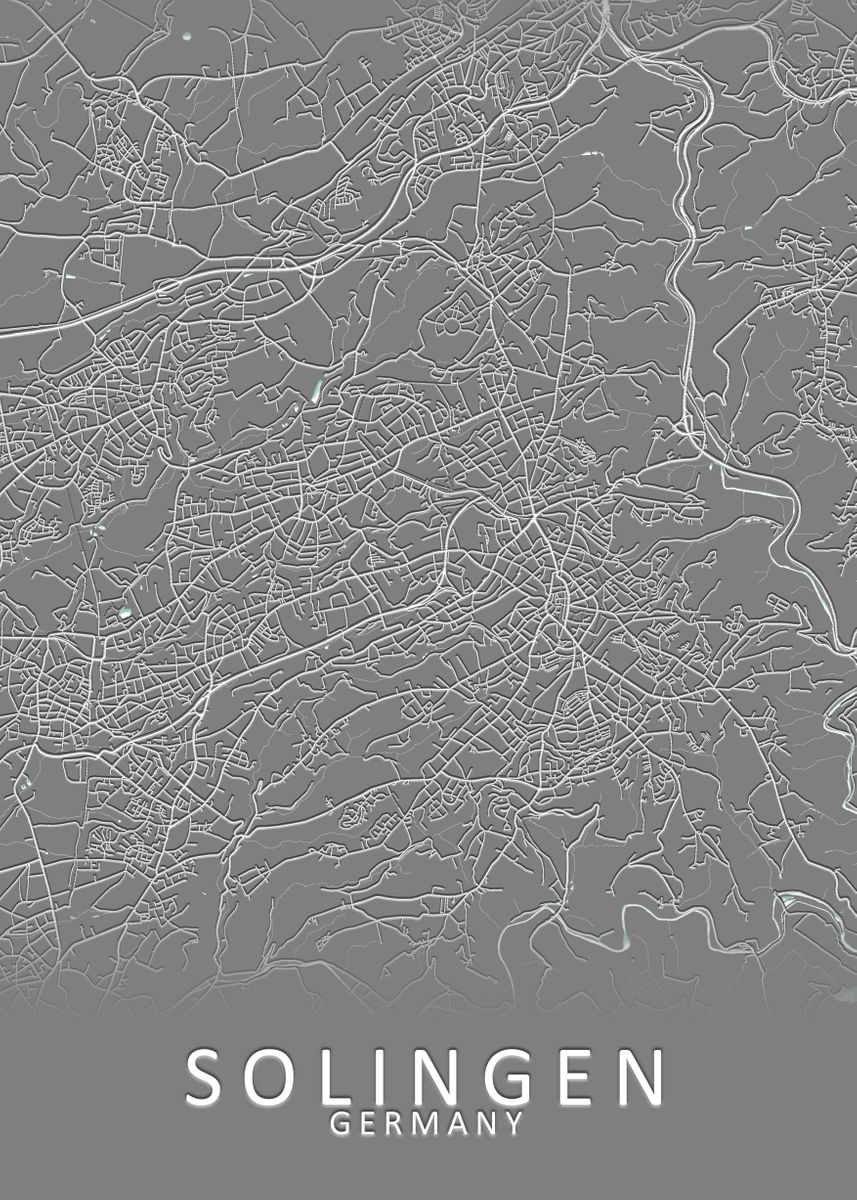 'Solingen Germany City Map' Poster, picture, metal print, paint by City ...