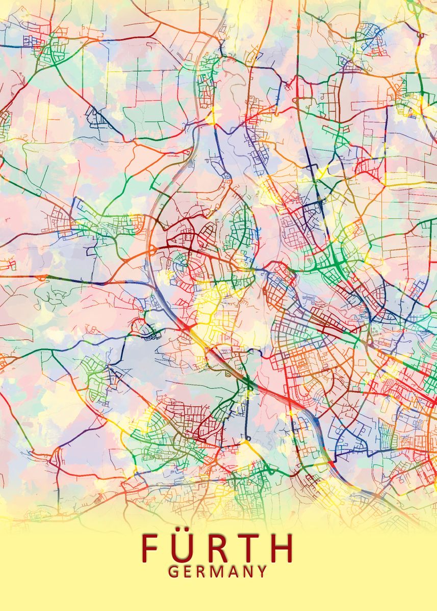 'Furth Germany City Map' Poster, picture, metal print, paint by City ...