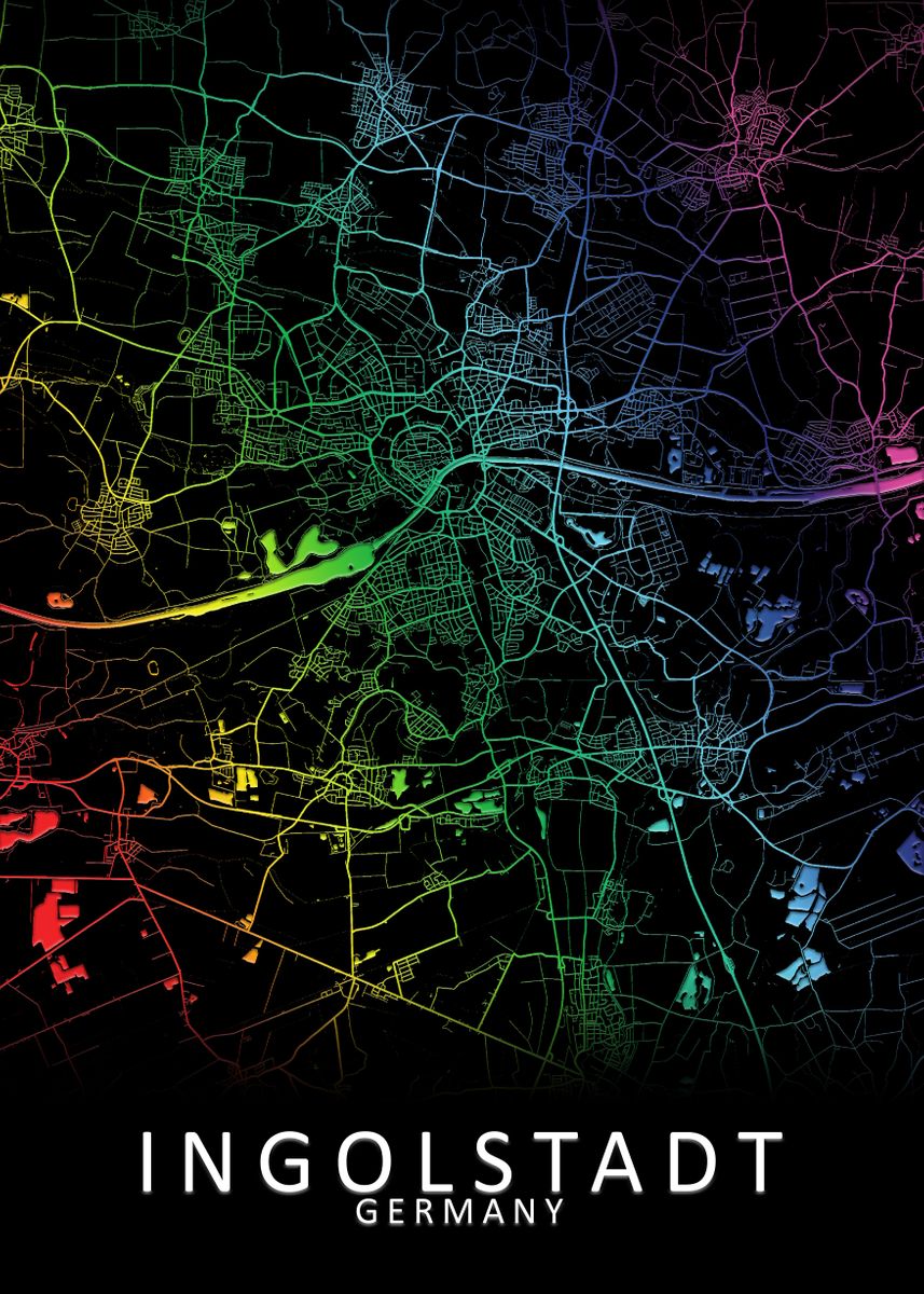 'Ingolstadt Germany Map' Poster, picture, metal print, paint by City ...