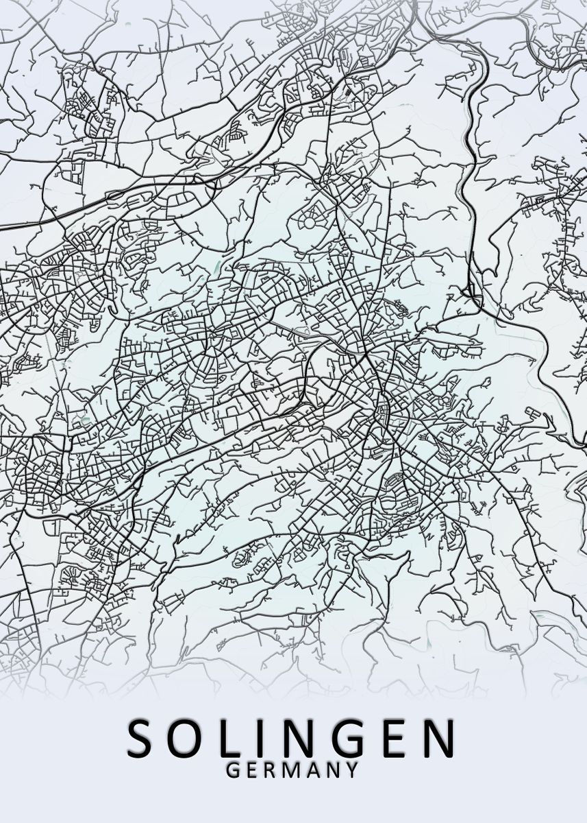 'Solingen Germany City Map' Poster, picture, metal print, paint by City ...