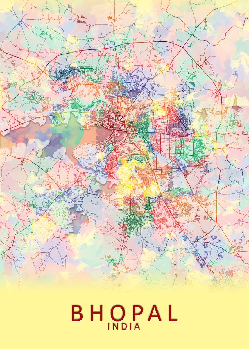 'Bhopal India City Map' Poster by City Map Art Prints | Displate