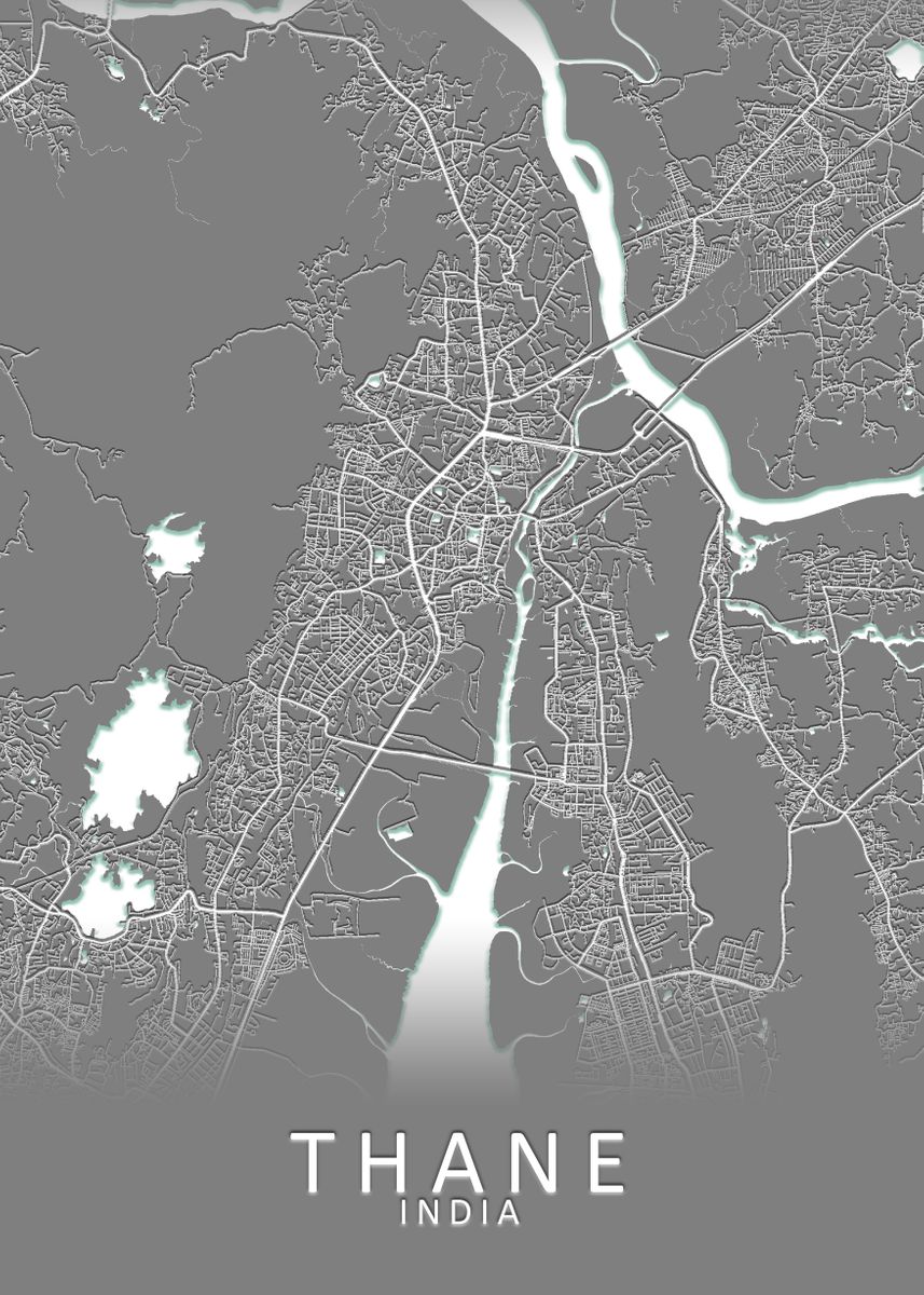 'Thane India City Map' Poster by City Map Art Prints | Displate