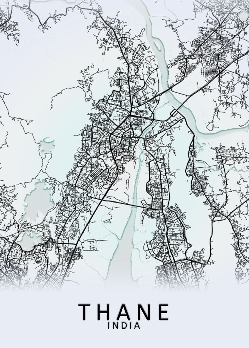 'Thane India City Map' Poster, picture, metal print, paint by City Map ...