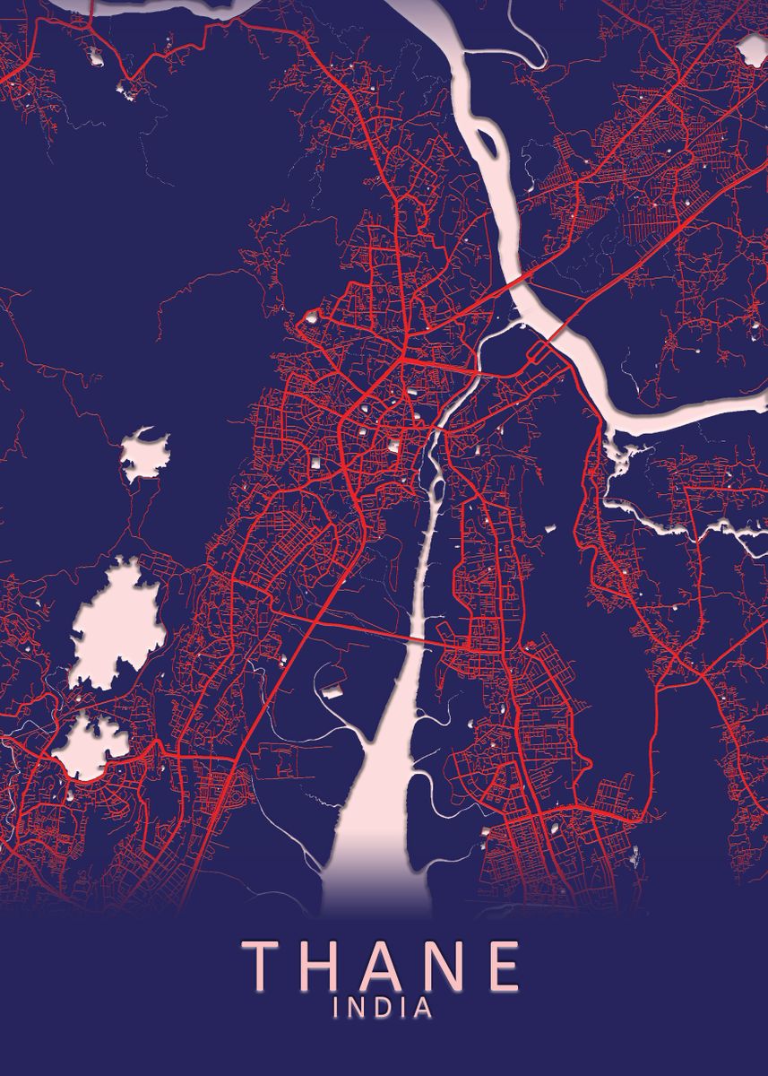 'Thane India City Map' Poster, picture, metal print, paint by City Map ...