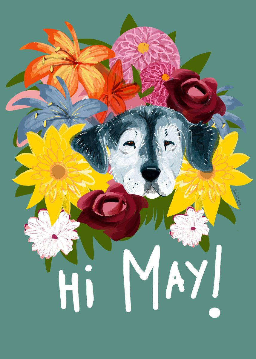 'Hi May' Poster, picture, metal print, paint by Belette Le Pink | Displate