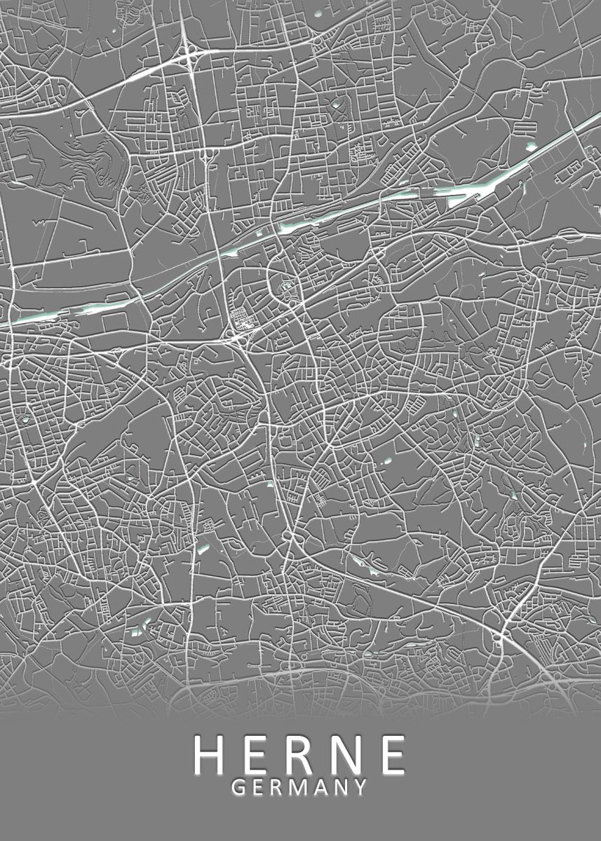 'Herne Germany City Map' Poster, picture, metal print, paint by City ...