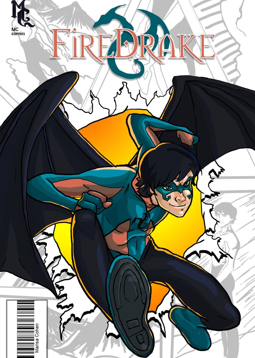 'FireDrake' Poster, picture, metal print, paint by Marisa Cohen | Displate