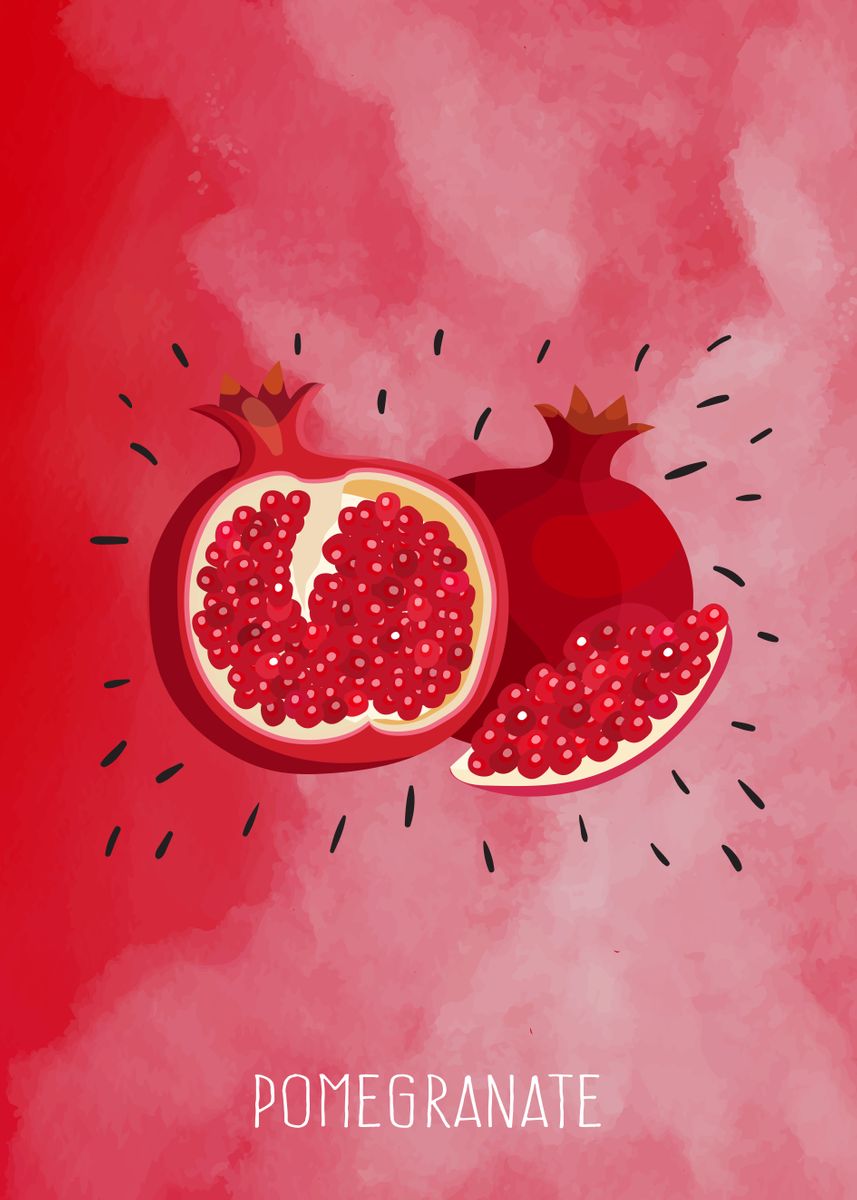 'POMEGRANATE' Poster, picture, metal print, paint by 1000Artz | Displate