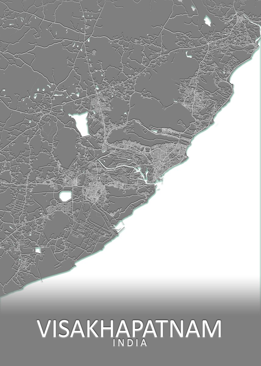 'Visakhapatnam India Map' Poster, picture, metal print, paint by City ...