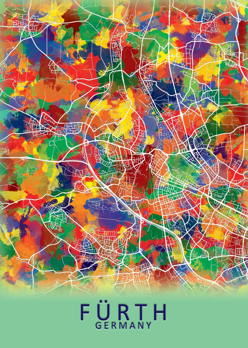 'Furth Germany City Map' Poster, picture, metal print, paint by City ...